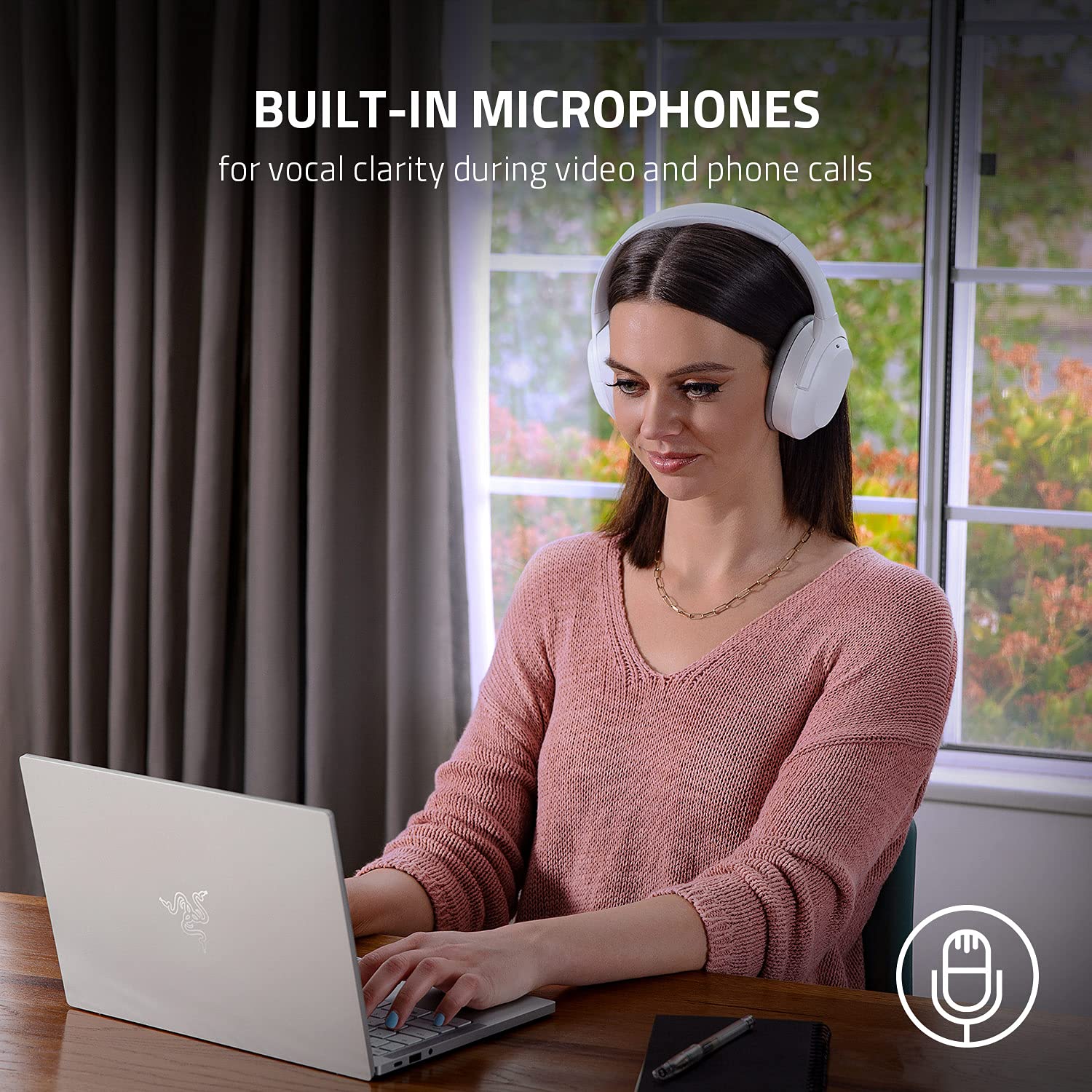 Razer Opus X Wireless Low Latency Headset: Active Noise Cancellation (ANC) - Bluetooth 5.0-60ms Low Latency - Customed-Tuned 40mm Drivers - Built-in Microphones - Mercury (Renewed)