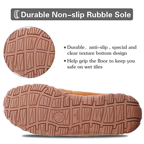 Amazon Essentials Men's Warm Plush Slippers, Light Brown, 10