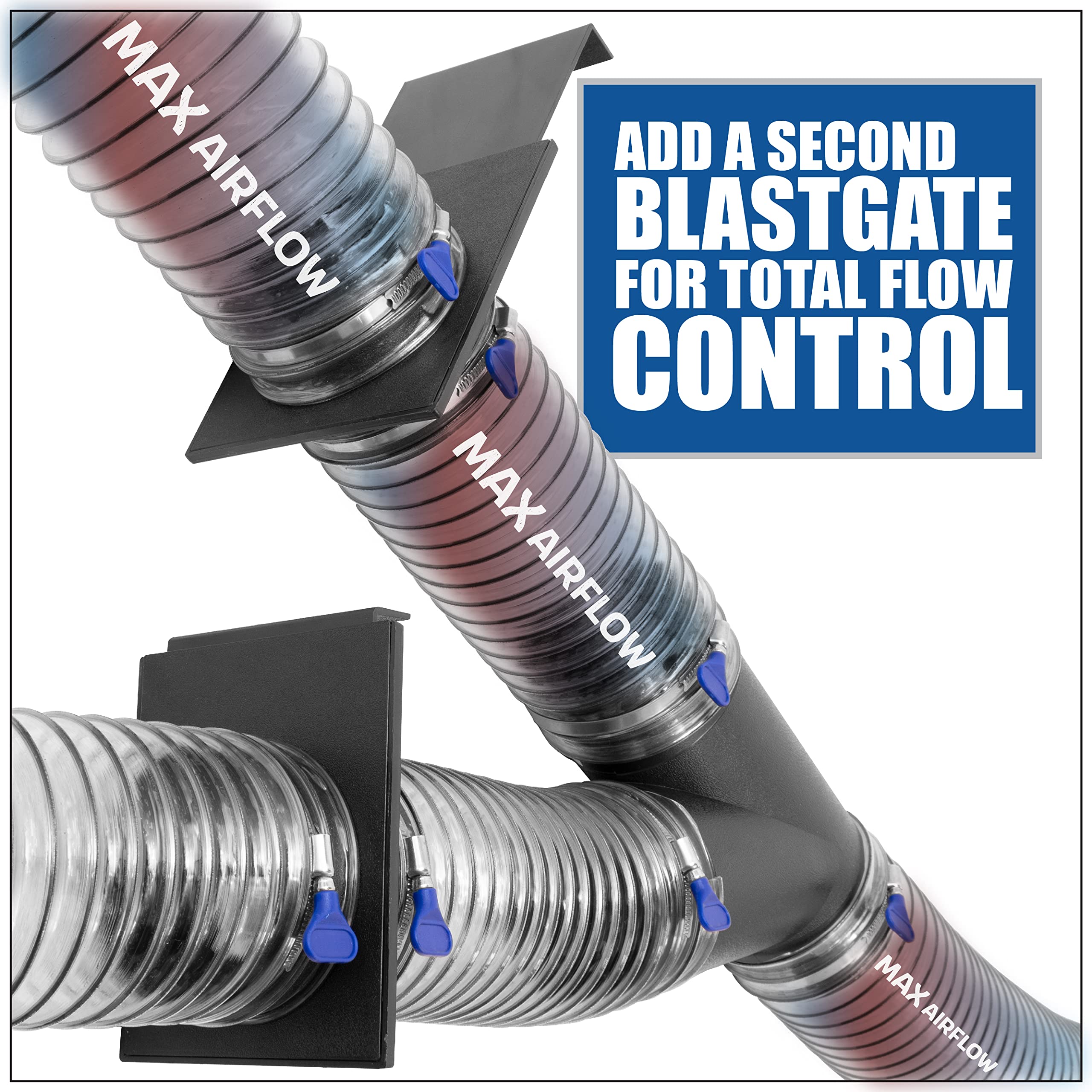 6 Pack of Fulton 4 inch Blast Gates with Double Sided Port – for Use With Dust Collection Machinery - Vacuums with 4 inch Hose
