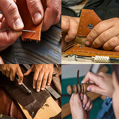 Dorhui 372 Pieces Leather Crafting Tools,Leather Tools Leather Working Tools and Supplies, Leather Craft Stamping Tool, Prong Punch, Hole Hollow Punch, Matting Cut for DIY Leather Artworks