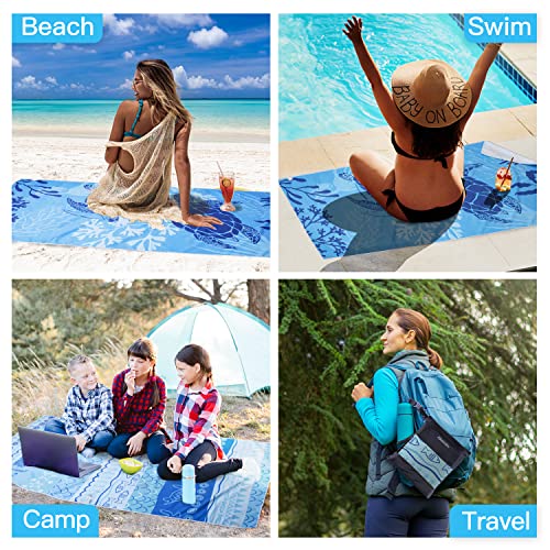 Airensky 2 Pack Microfiber Beach Towel, Oversized (72β x 36") Quick Dry Pool Towel, Sand Free Beach Towel, Super Absorbent Bath Towel, Soft Breathable and Lightweight for Beach, Swim, Hiking