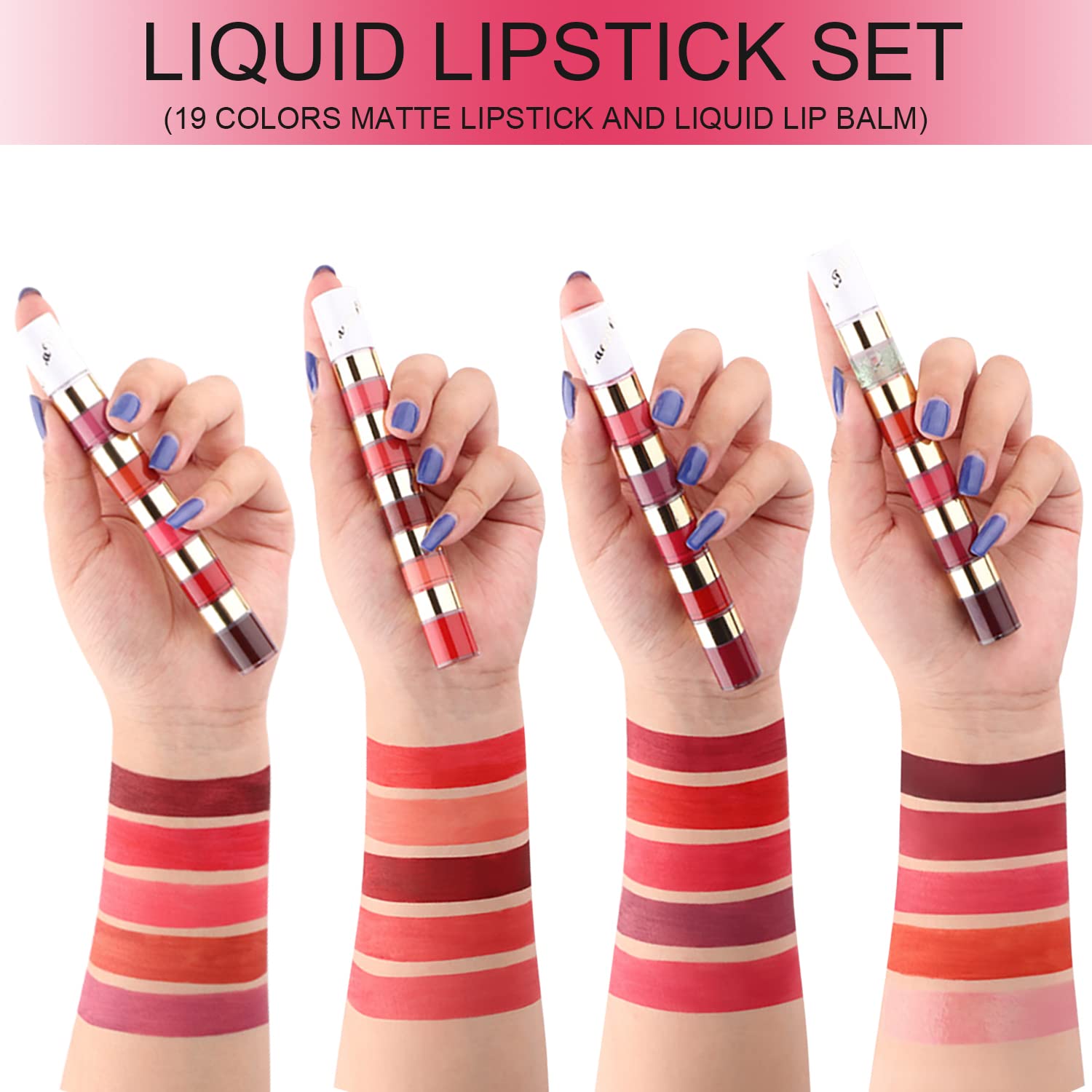 20 Colors Mini Liquid Matte Lipstick and Aloe Vera Lipstick Set, Long Lasting Waterproof High Pigmented Velvety Lip Gloss Set Lip Makeup Gift for Women (SET C)