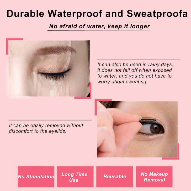 2 Pairs 2023 Reusable Self Adhesive Eyelashes No Glue or Eyeliner Needed, Easy to Put on Natural Look Waterproof False Lashes with Eyelash Curler and Brush for Women