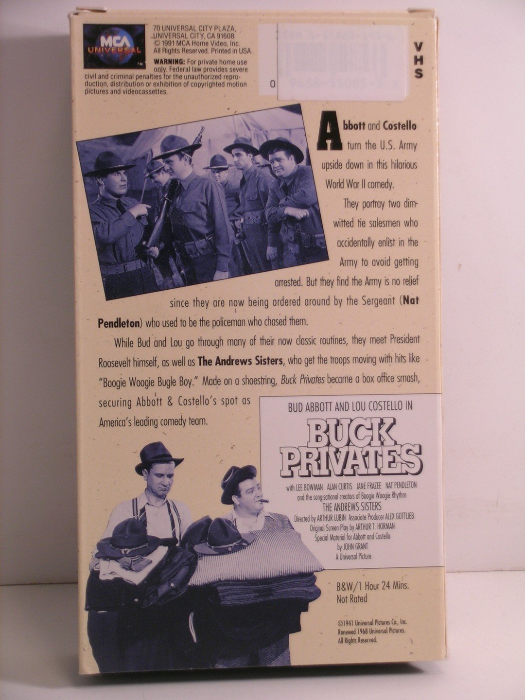 Bud Abbott & Lou Costello In Buck Privates---VHS Video tape