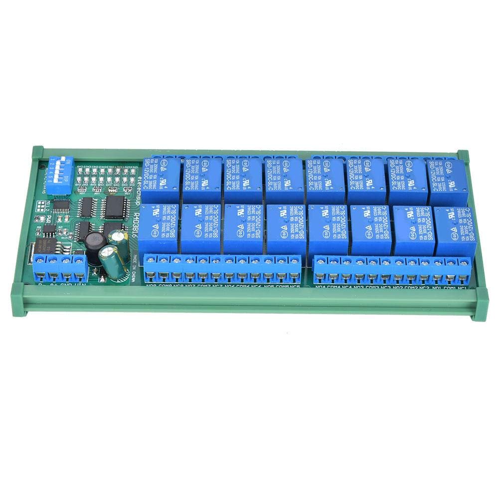 Neufday Relay Module,RS485 Relay PLC Electrical Expansion Module 12V 6-Channel for Mod-Bus RTU Protocol Remote Control(R4D3B16-R with DIN Rail Box)