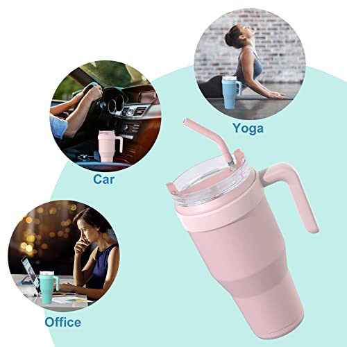 2Pcs Replacement 40oz Tumbler Lid Fit for stanley Quencher Adventure 40oz Tumbler (40 oz、white)