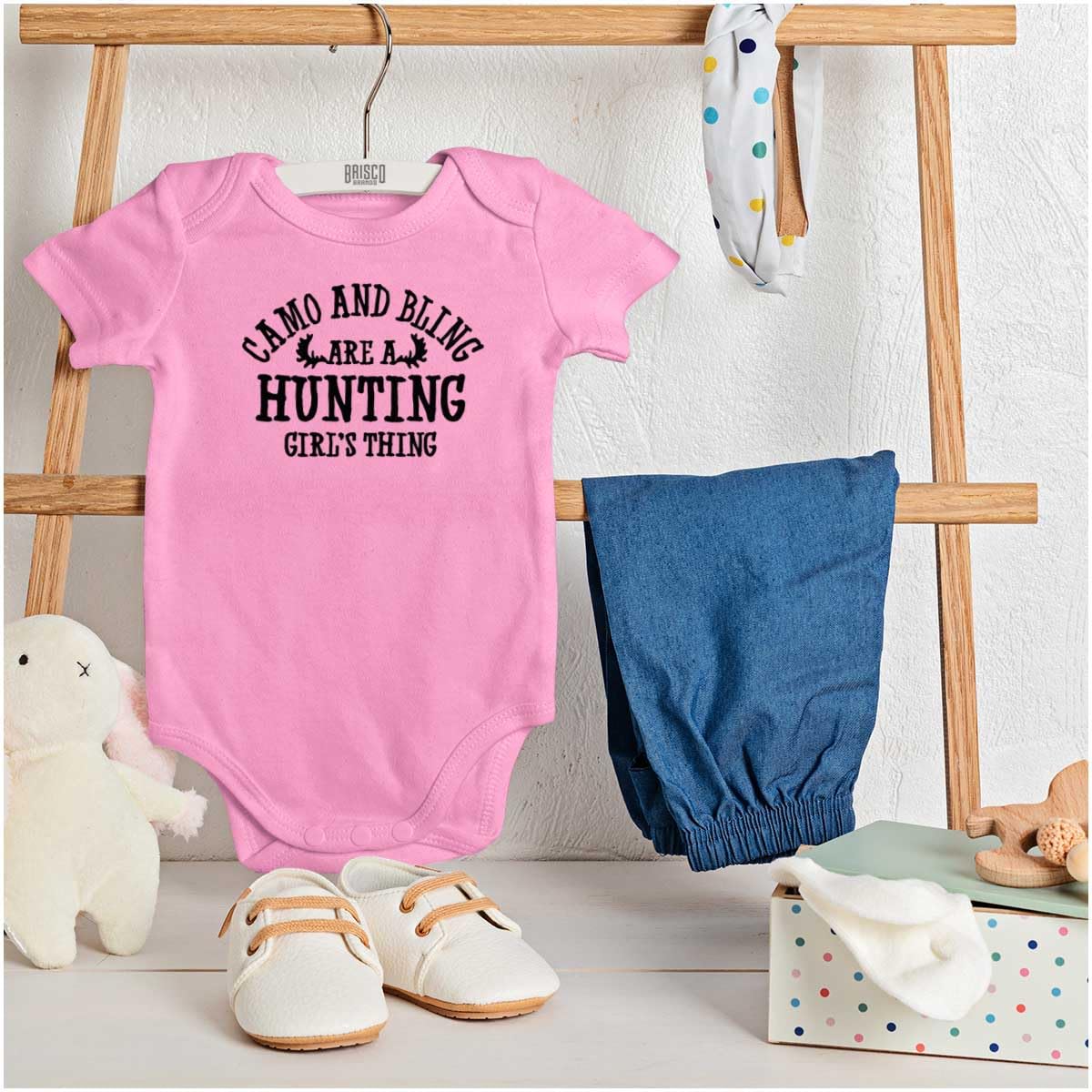 Brisco Brands Camo Bling Hunting Girl's Thing Baby Bodysuit Jumper Girls