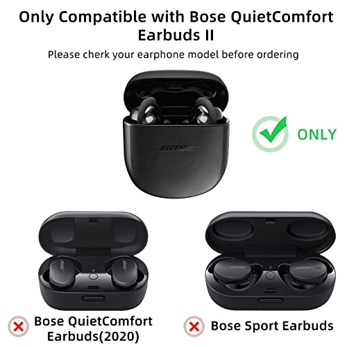 AIIEKZ Compatible with Bose QuietComfort Earbuds II 2022, Soft Silicone Case with Gold Heart Pattern for Bose QC II Case with Cute Butterfly Keychain for Girls Women (White)