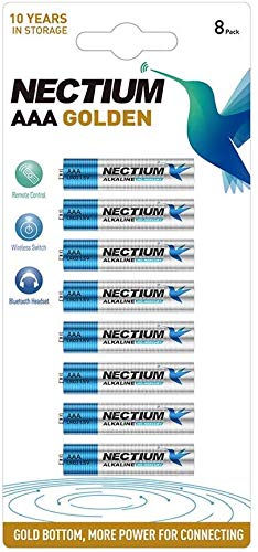 NECTIUM Superior Performance AAA Batteries 8 Count Alkaline Pure-Gold-Bottom IoT Batteries Ultra Power Long Lasting for IoT Devices Smart Lock