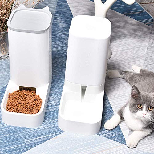 Automatic Pet Cat Dog Food Water Dispenser and Feeder in Set 3.8L, Gravity Waterer Food Bowl Water Drinking Fountain Self-Dispensing for Small Medium Pets Cats Dogs Puppy Kitten