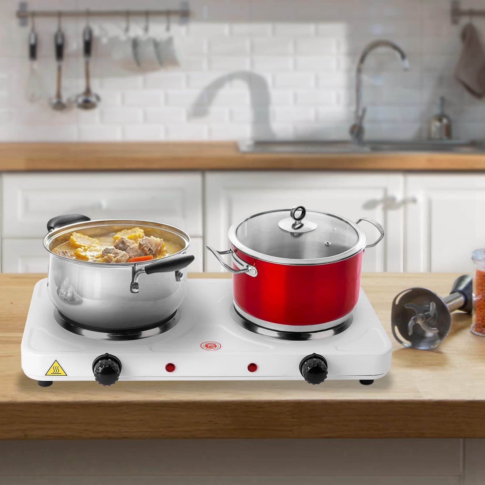 2000W Double Electric Burner Portable Dual Counter Stove Countertop Hot Plate Kitchen Cooker Stove with 5 Gear Temperature Control