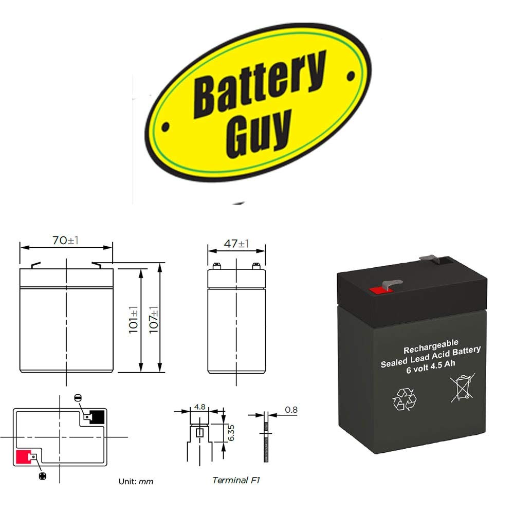 BatteryGuy 506 DXN Monitor Replacement 6V 4.5Ah SLA Battery Brand Equivalent (Rechargeable) - Qty of 1