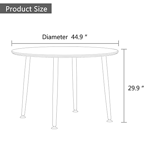 44.8" Round Dining Table for 4-6, Imitation Marble Grain Wood Round Kitchen Table with Plating Adjustable Heigh Legs, Suitable for Living Room, Kitchen & Dining Room, Waiting Room, White