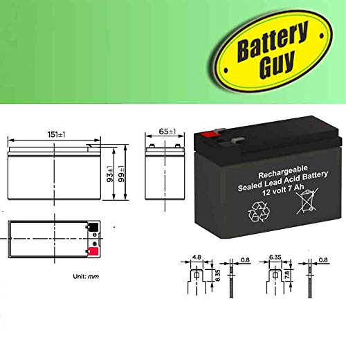 BatteryGuy BD7-12 replacement 12V 7Ah SLA battery - BatteryGuy brand equivalent (Rechargeable, F1 Terminals) - Qty of 1