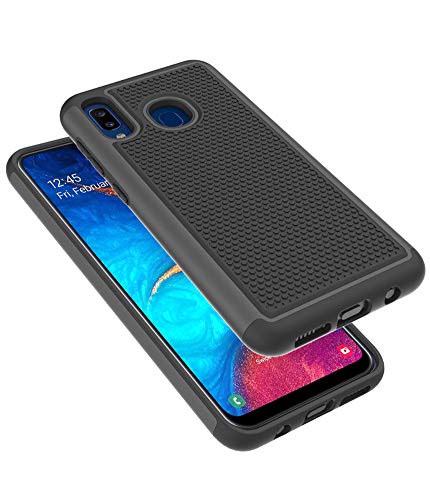 Dahkoiz for Samsung Galaxy A20/A30 Case with Tempered Glass Screen Protector, Dual Layer Drop Protection Cover Protective Phone Case for Samsung Galaxy A20/A30, Black