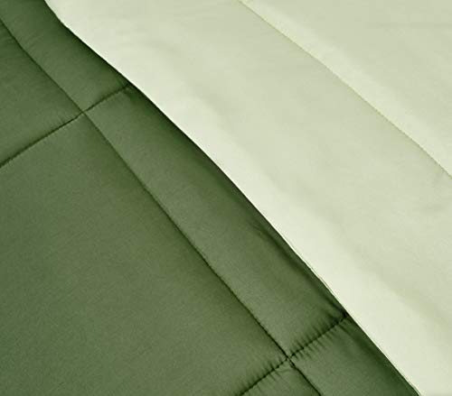 Blue Ridge Home Fashions Two-Tone Reversible Microfiber Down Alternative All Season Comforter-Hypoallergenic Polyester Fill, Twin, Olive/Sage