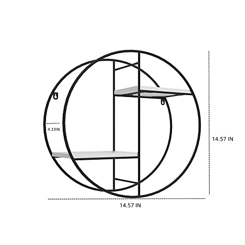 AIJADESK Geometric Wall Shelf Circle Shelf Wall Decor, Unique Metal Woodartfloating Geometric Shelf Apply to Small Space Wall Shelves Wall Hanging Storage Wall Decoration.