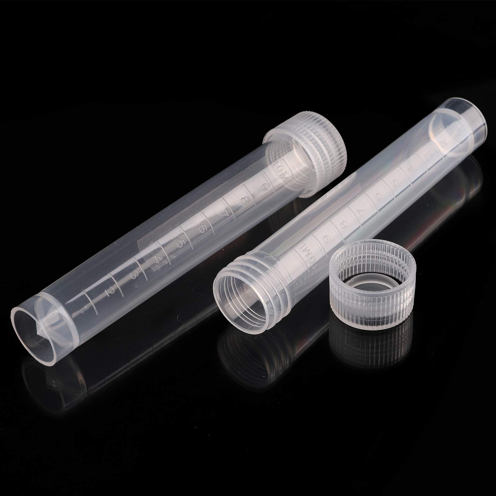 Bekith 50pcs 10ml Lab Plastic Frozen Test Tubes with Screw Caps, Vial Seal Cap Container for Laboratory School Educational