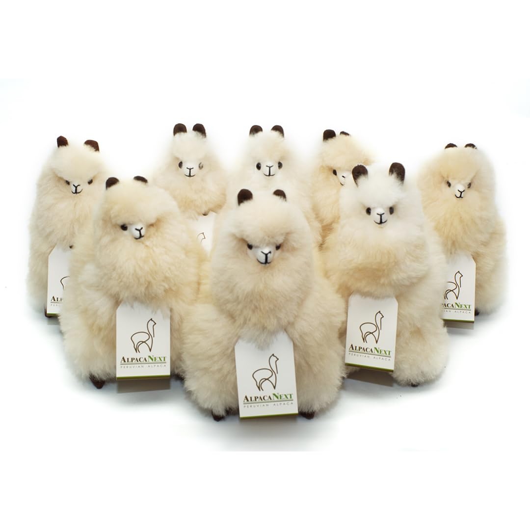 AlpacaNext Llama Stuffed Animal – 9 inch. Cute, Soft and Cuddly Alpaca Plush Toy Handcrafted on Real Alpaka Natural Fur (9 inches, Beige)