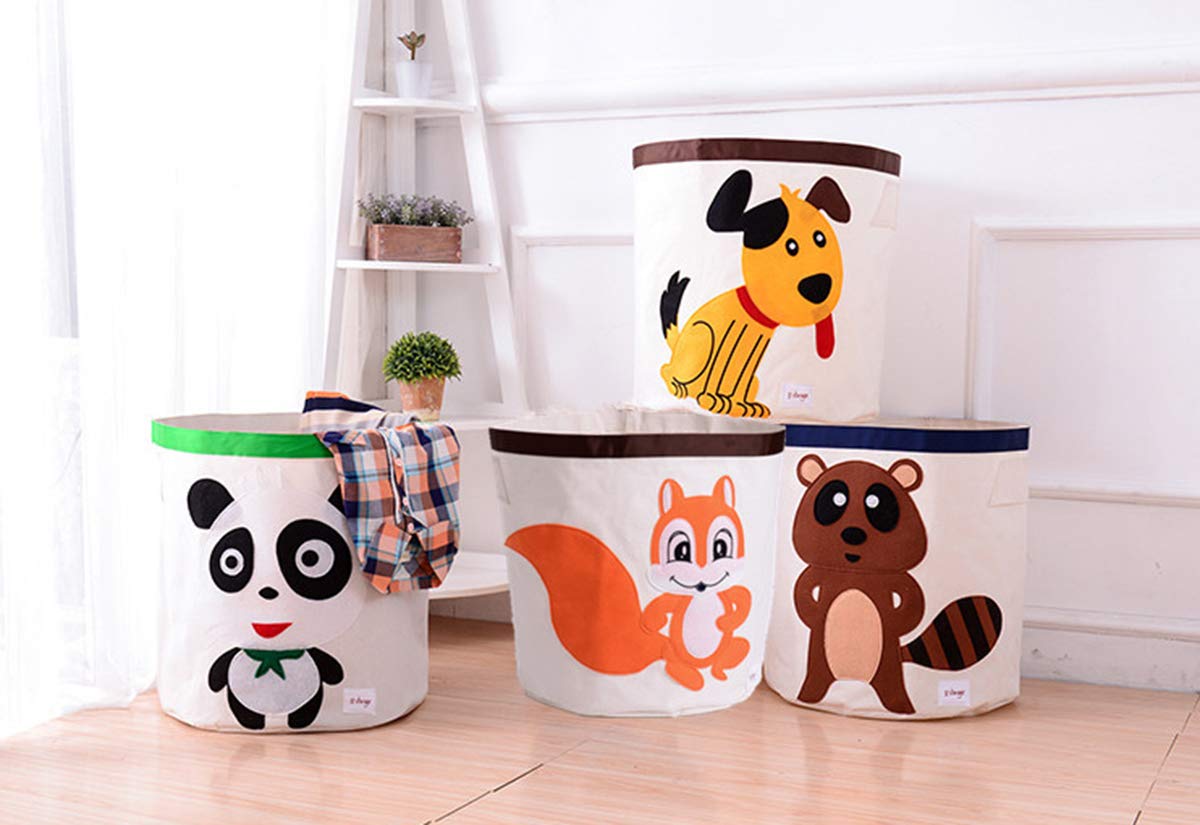 Collapsible Canvas Storage Basket or Bin Toy Organizer for Kids Playroom, Clothes, Children Books, Stuffed Animal (Panda)