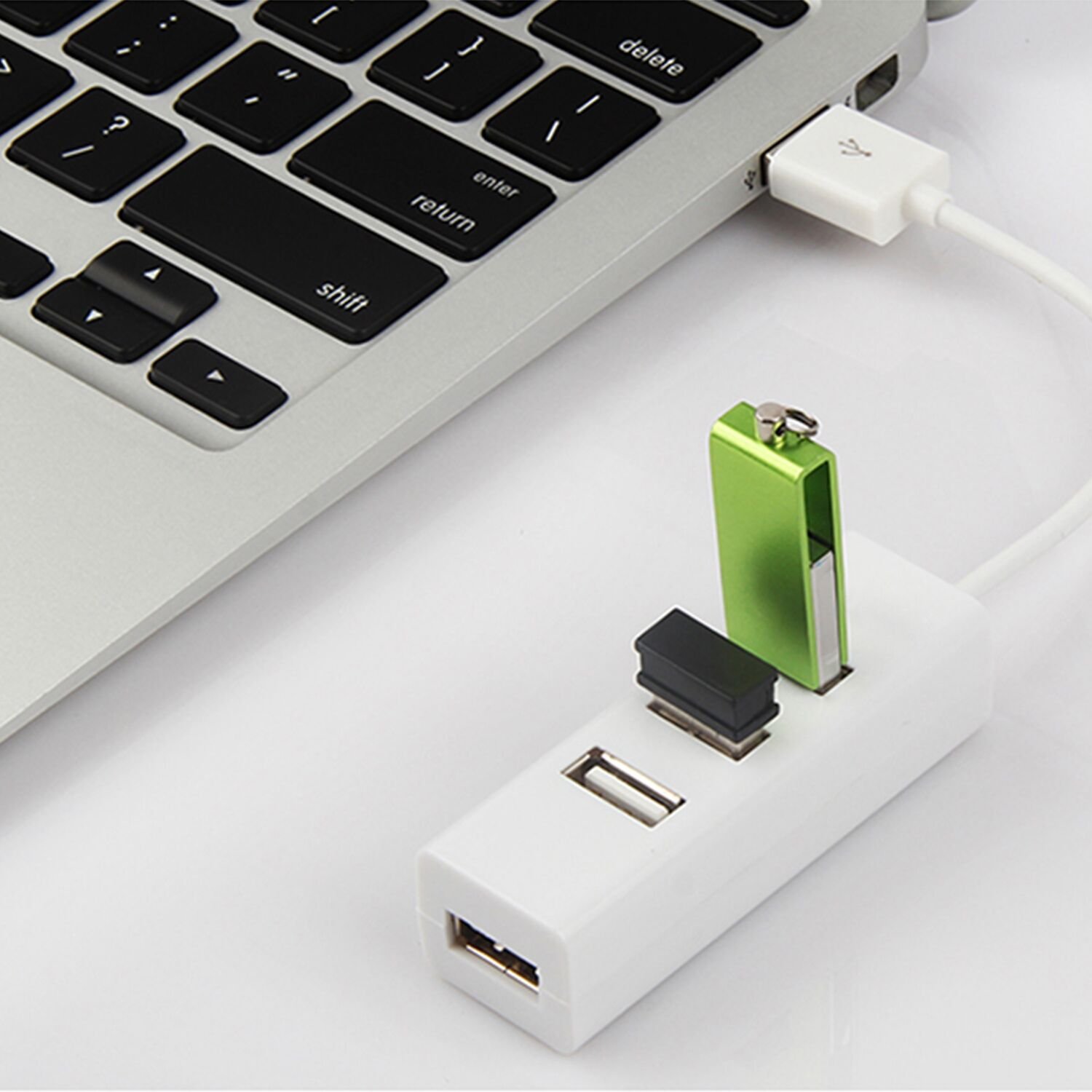 Apoi 4-Port USB 2.0 Hub with for iMac, MacBook, MacBook Pro, MacBook Air, Mac Mini, Chromebook, Surface Pro, Surface Book, PC- White