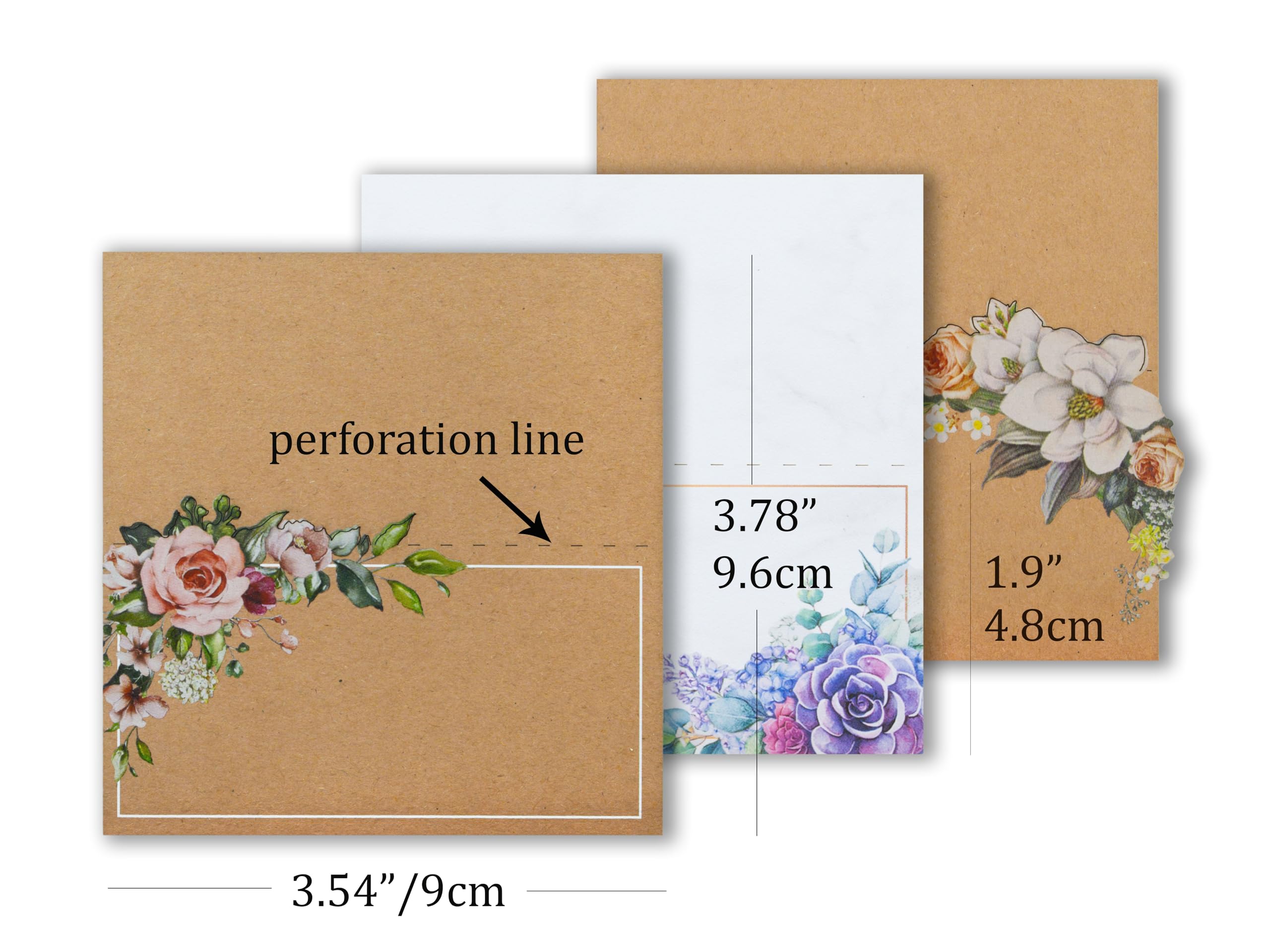 48 Spring/Summer Rustic Floral Theme Wedding Place Cards in Kraft Cards (Kraft Brown without Border)