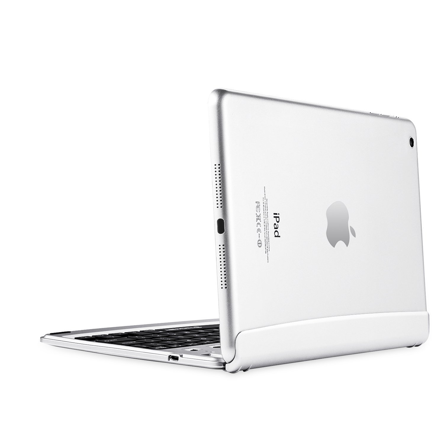 Arteck Ultra-Thin Apple iPad Air 2/9.7-inch iPad Pro Bluetooth Keyboard Folio Stand with Built-in Stand Groove for Apple iPad Air 2 with 130 Degree Swivel Rotating-Silver