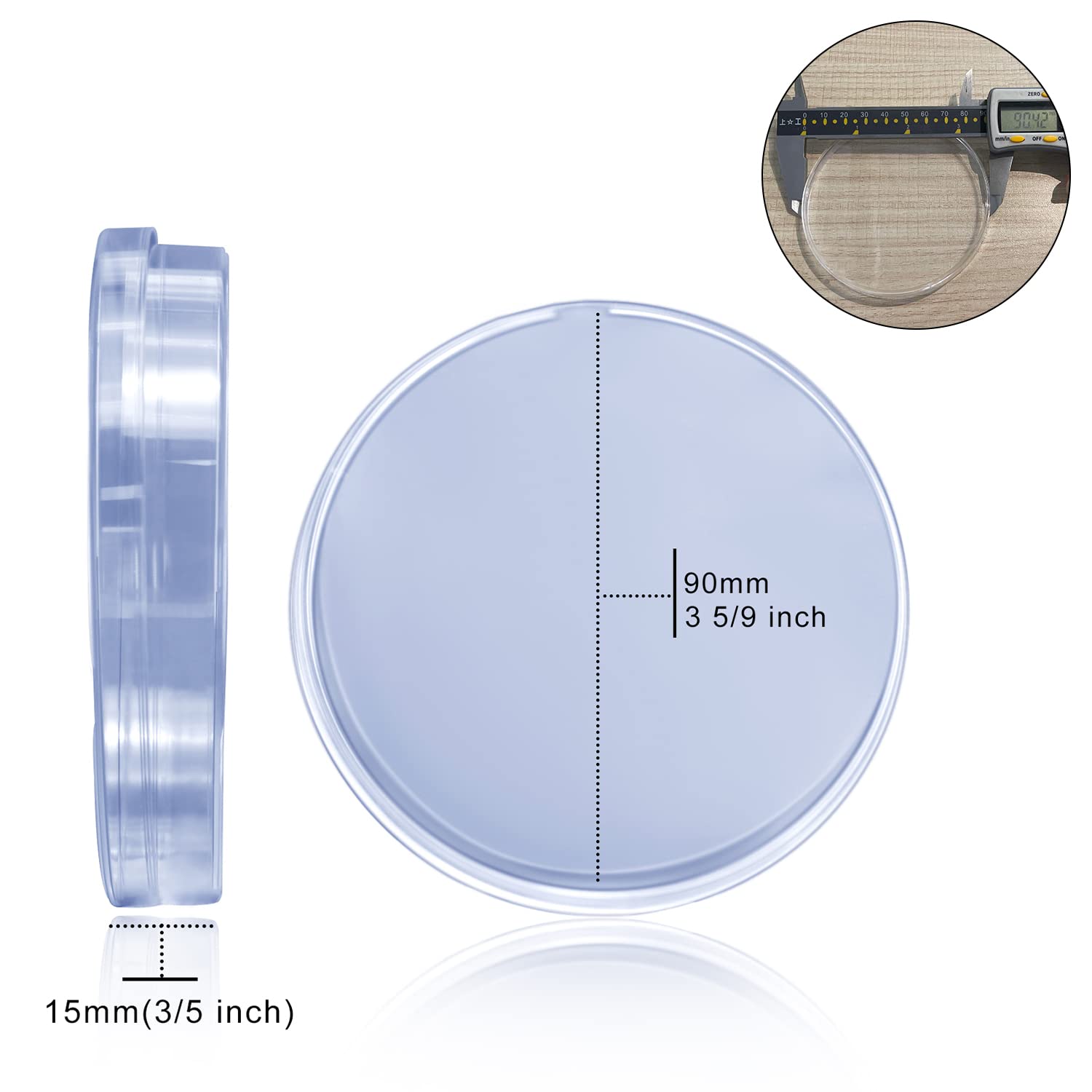 20 Pack Sterile Plastic Petri Dishes with Lid, 90mm Dia x 15mm Deep, Lab Petri Plate Dish for Lab Analysis, School Projects, Blood Samples, Bacteria, Plant & Seed Cultivation Cell-Culture Petri Dish