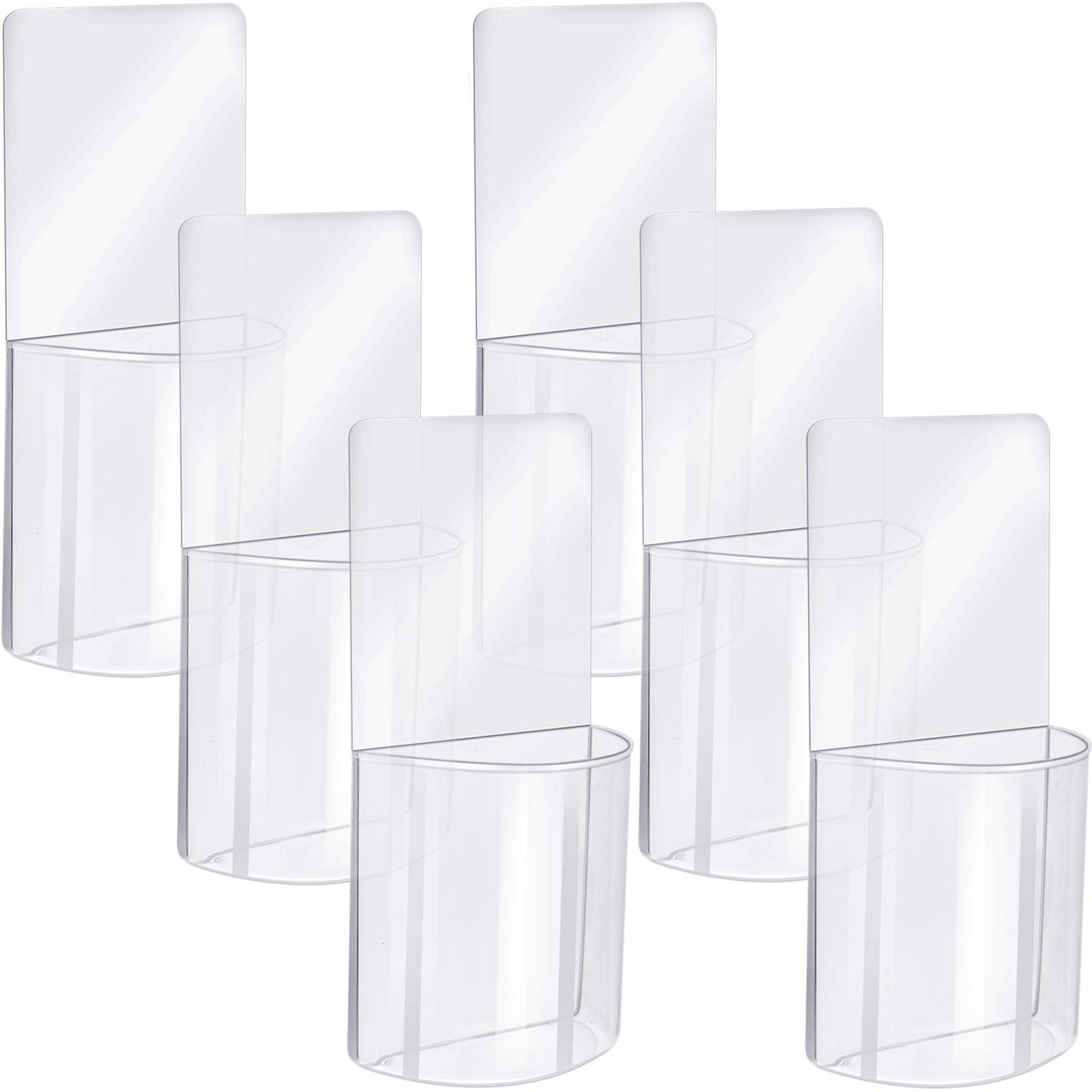 6 Pieces Acrylic Remote Control Holder Transparent Wall Mount Organizer Clear Acrylic Media Storage Box