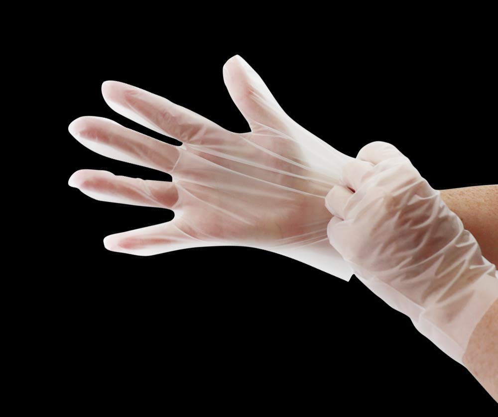 Global Glove 8600PF Thermoplastic Elastomer (TPE) Powder-Free, Clear, 2 Mil, Smooth Finish, 10-Inch Disposable Gloves (Large) - Box of 200