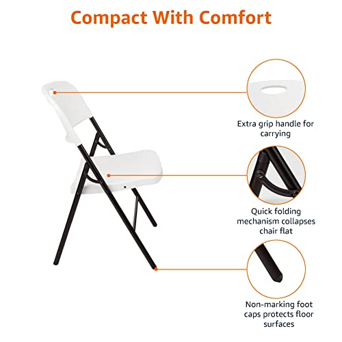 Amazon Basics Folding Plastic Chair, 350-Pound Capacity, White, 2-Pack