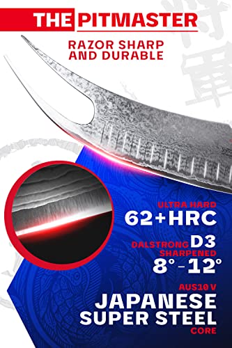 Dalstrong Pitmaster BBQ & Meat Knife - 8 inch - Shogun Series ELITE - Forked Tip & Bottle Opener - Japanese AUS-10V Super Steel - G10 Handle - w/Sheath