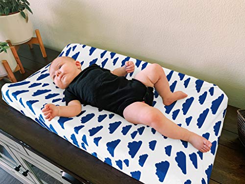 Changing Pad Cover – Premium Baby Changing Pad Covers 4 Pack – Boy or Girl Changing Pad Cover – Pure Jersey Machine Washable Navy and White Changing Table Cover – Diaper Changing Pad Cover Sheets