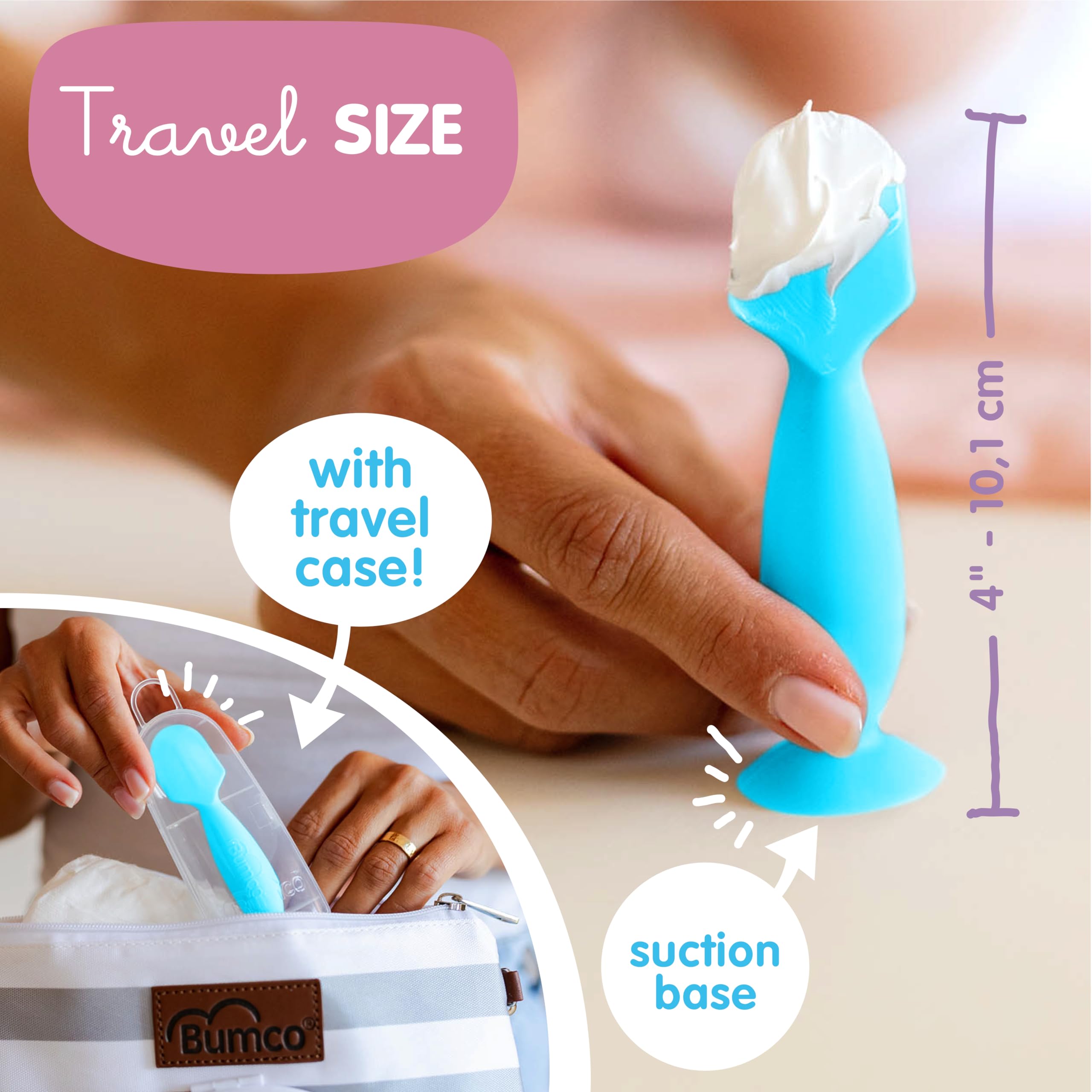 Bumco Mini Diaper Cream Spatula with Case (2-Pack) - BPA-Free Butt Spatula Baby, Soft Diaper Spatula, Diaper Cream Applicator, Mom-Invented Baby Must Haves, Diaper Bag Essentials, Butt Paste Spatula