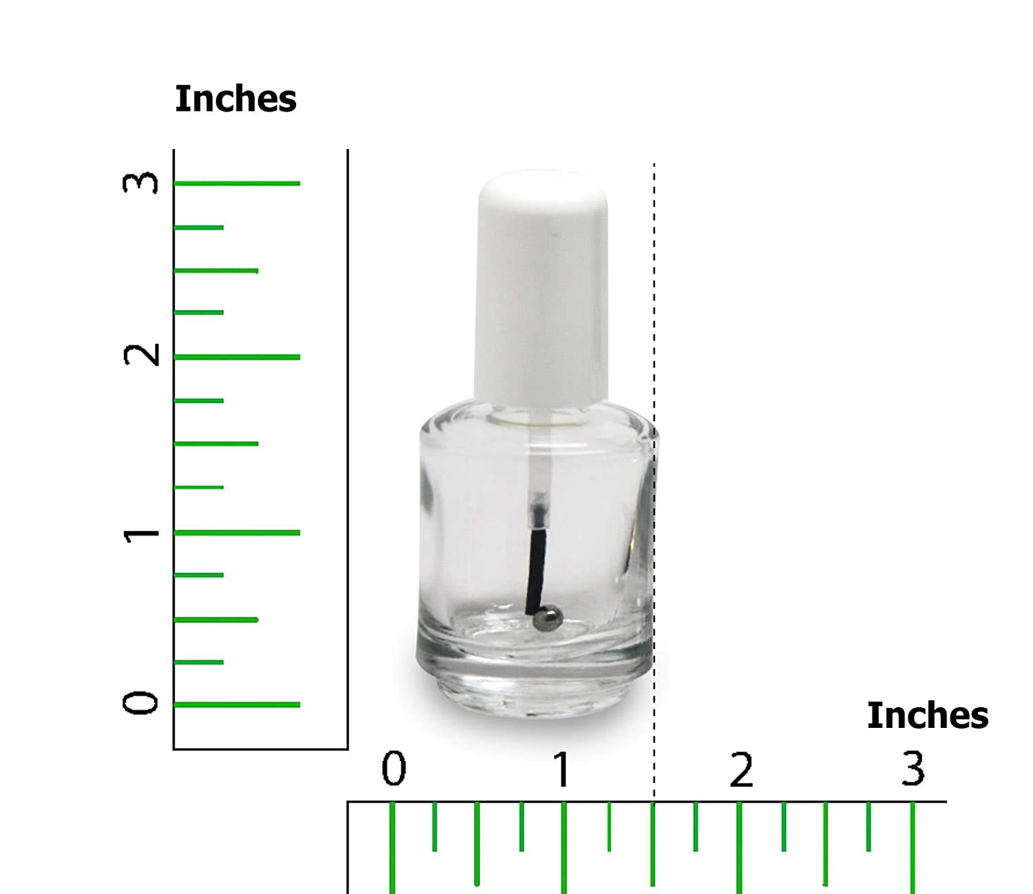 Karlash Premium Empty Polish Bottle Clear + Brush + Mixing ball + White Cap 0.5 Oz - 4 Pieces