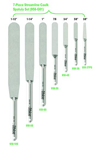 Albion Engineering 958-G01 Streamline Caulk Spatula 7-Piece Set, Оnе Расk, Stainless Steel (Pack of 7)