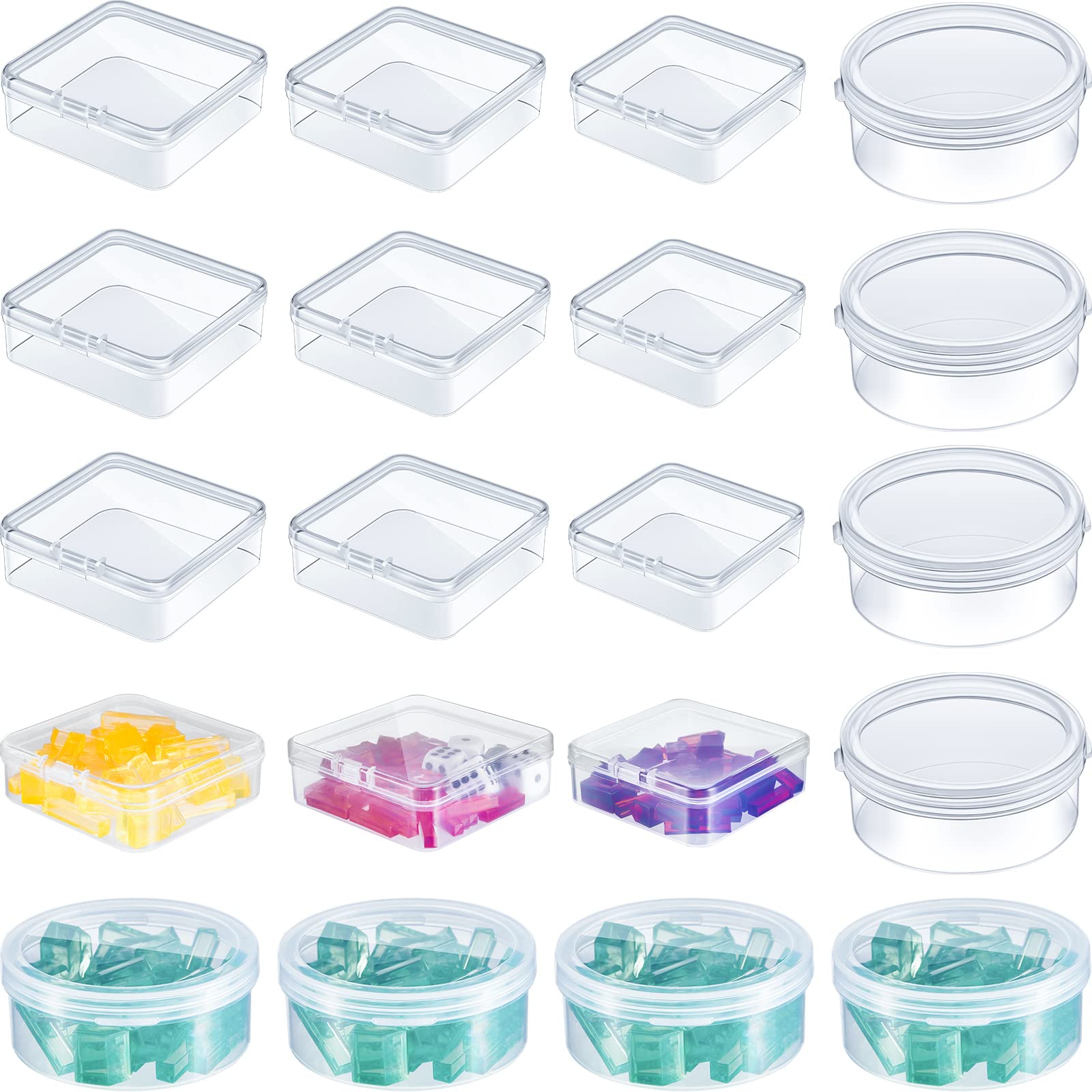 20 Pcs Clear Board Game Tokens Storage Containers Trays, Board Game Storage Containers, Assorted Sizes Storage Boxes Game Components, Plastic Storage Containers with Lids Game Pieces, Dice, Tokens
