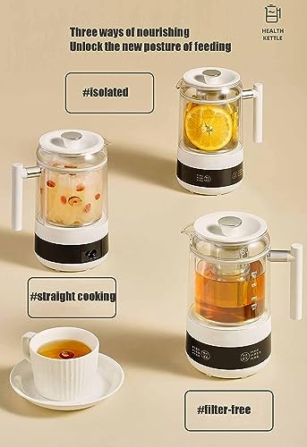 350Ml High Borosilicate Glass Health Pot Electric Kettle Flower Teapot Temperature Control Kettle Hot Tea Machines Appointment and Dry Boil Protection Household Multifunctional A,350Ml