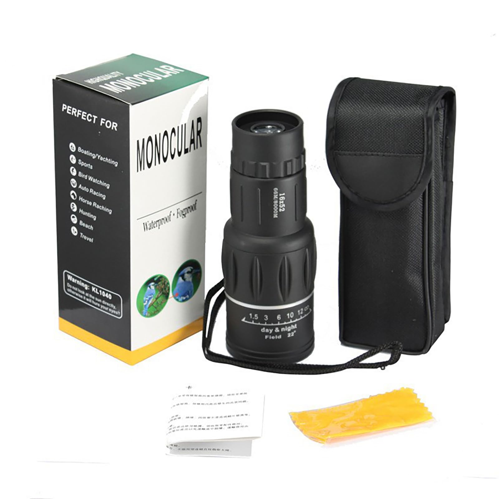 16X52 High Power HD Monocular with Smartphone Holder & Tripod BAK4 Prisms&FMC Lens, Portable Waterproof Telescope for Bird Watching Camping Hiking Match Traveling