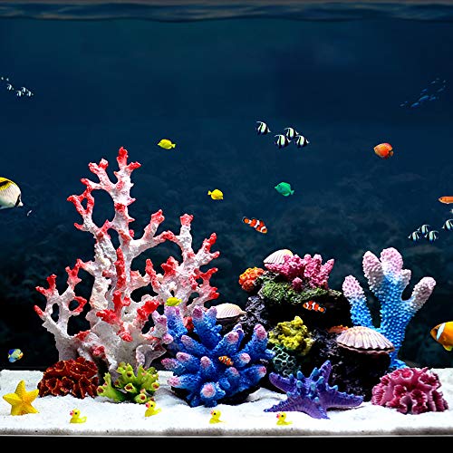 Danmu 1Pc of Polyresin Coral Ornament, Aquarium Coral Decor 3 1/10" x 2 1/3" x 1 9/10" for Fish Tank Aquarium Decoration