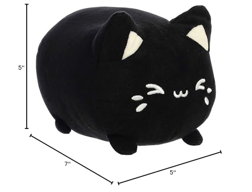 Aurora® Enchanting Tasty Peach® Black Sesame Meowchi Stuffed Animal - Bright & Colorful Design - Showpiece Plush - Black 7 Inches