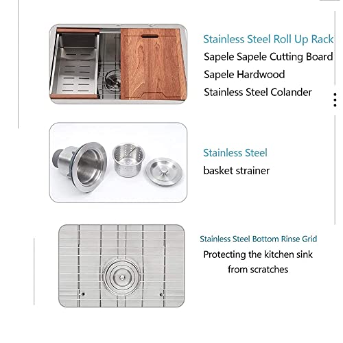 36 Farmhouse Sink Stainless Steel - Lordear 36 inch Kitchen Sink Apron Front Ledge Workstation 16 Gauge Stainless Steel Single Bowl Luxury Farm Sink Basin