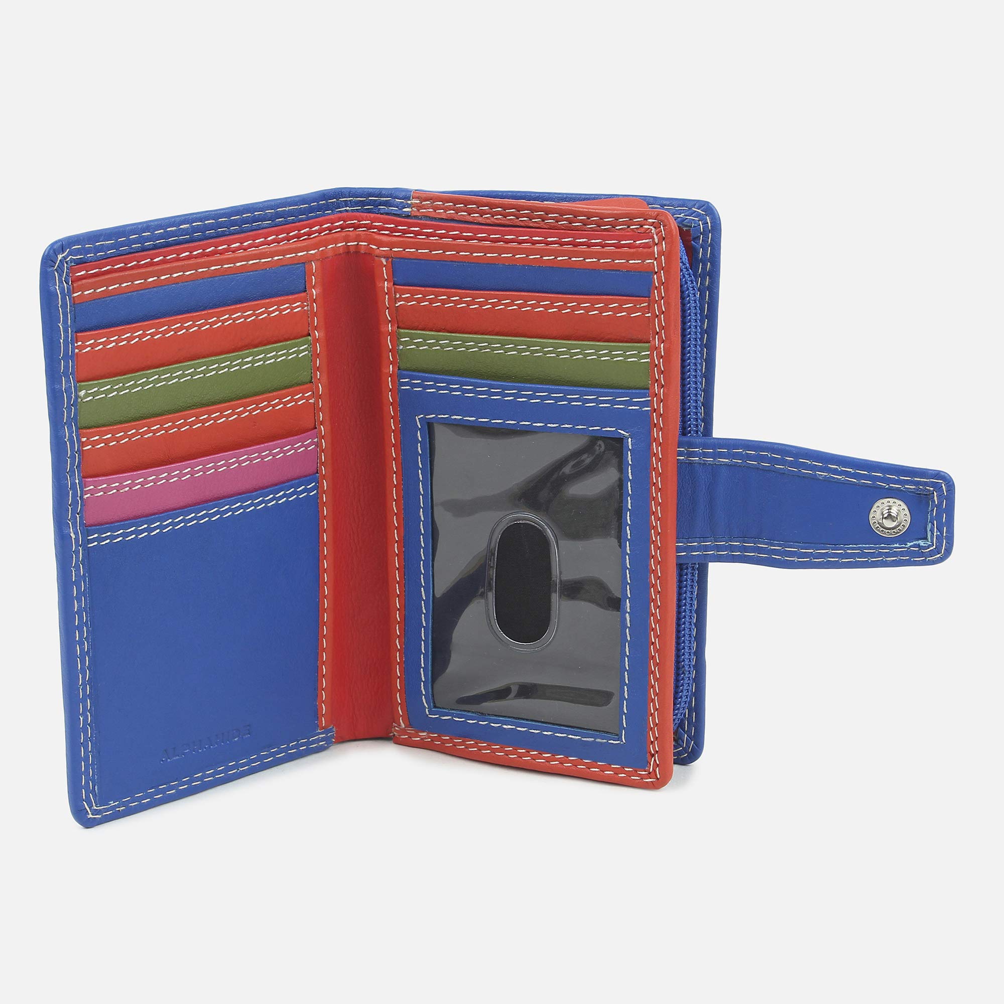 ALPHAHIDE Genuine Leather Wallet for Women - RFID Blocking Ladies Wallet - Multi Coloured Purse - Credit Card holder with Zip Coin Pocket - Gift Boxed