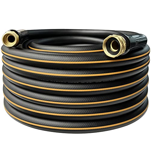 DayisTools Heavy Duty Hybrid Garden Hose 50 ft, Flexible Kink Resistant Water Hose 5/8 IN x 50FT, Lightweight, Super Durable, All-weather, Burst 600 PSI, 3/4 IN GHT Solid Brass Fittings, Black Orange