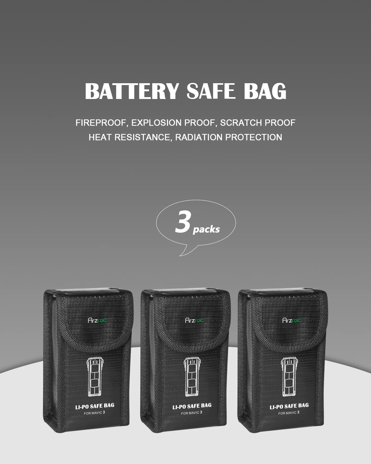 Arzroic Battery Safe Bag Fireproof Battery Protector/Case Accessories for DJI Mavic 3