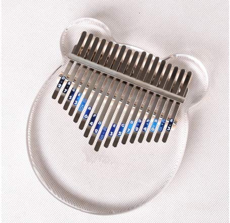 17-Key Kalimba Thumb Piano Musical Gift Bear-Shaped Transparent Acrylic Material with Carry Bag Tuning Hammer