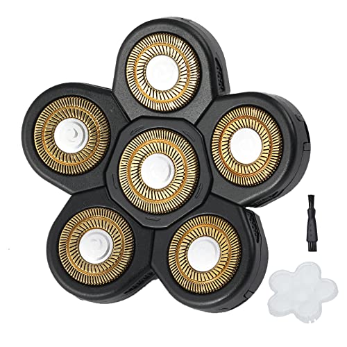 6 Blades Electric Shaver Replacement Heads Upgrade Razor Shaver Replaceable Floating Blades Wet and Dry for Bald and Face (Gold)…