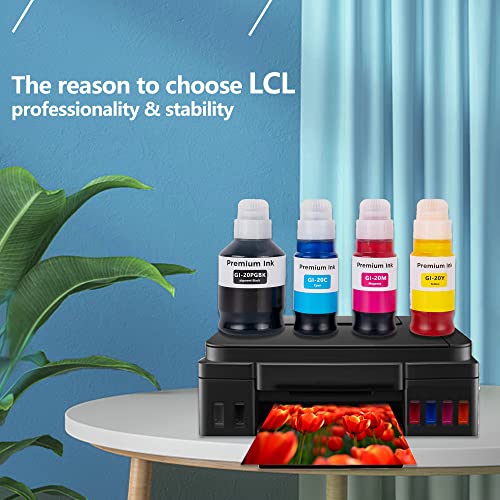 LCL Compatible Ink Bottle Replacement for Canon GI20 GI-20 GI-20C GI-20M GI-20Y PPIXMA G6020 G5020 G7020 (3-Pack Cyan Magenta Yellow)