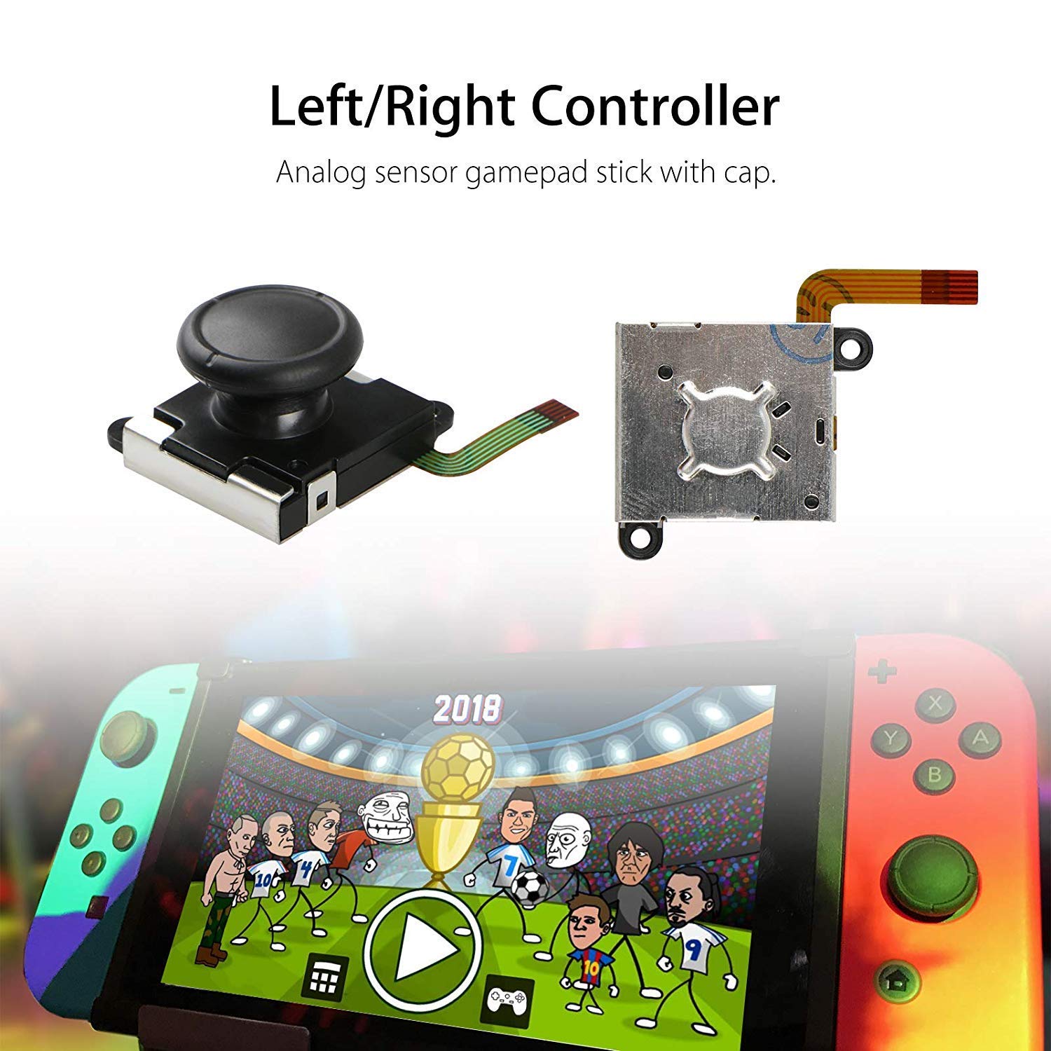 2-Pack 3D Analog Joystick Joycon Analog Stick for Nintendo Switch Joystick Replacement - Comes with Tri-Wing & Cross Screwdriver Repair Tool and 4 Thumbstick Caps