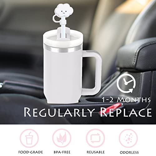 7Pcs 10MM Straw Covers Cap Toppers for Stanley Cup 40&30 Oz, Cute Cloud Straw Caps for Stanley Tumbler with Handle, Silicone Straw Dispenser, Straw Tip Covers for Stanley Cups Accessories